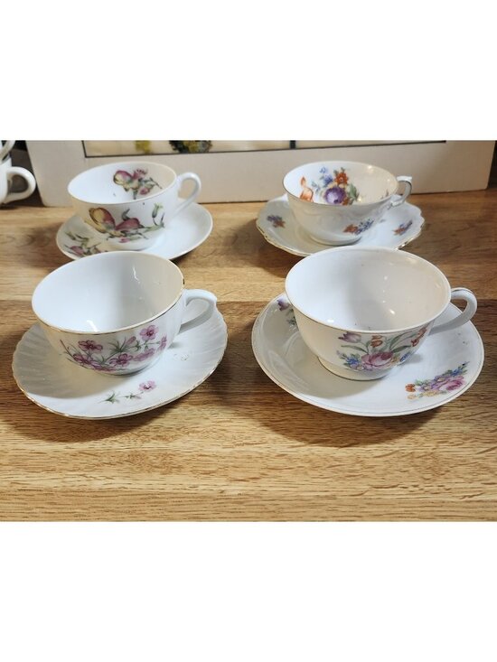 Vintage | Dining | Mismatched China Tea Cups Saucers Pinks Florals Tea ...